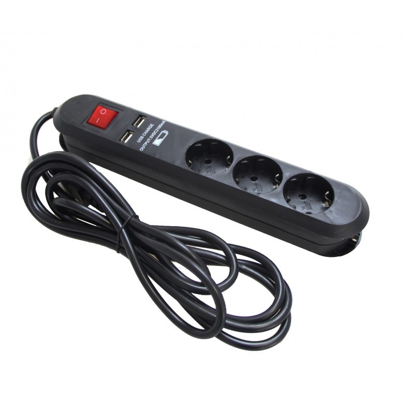 BLOCO TOM. UPS TRIPLA 3 MT PRETA USB - HAIZEN STORE